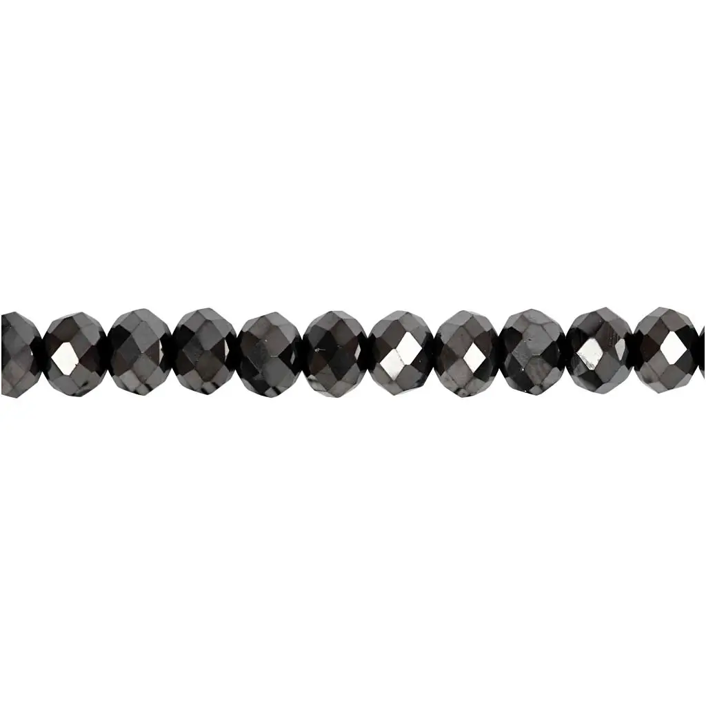 Perler Facetperler Str 5x6 Mm Hulstr 1 Mm Sort Metallic 100stk