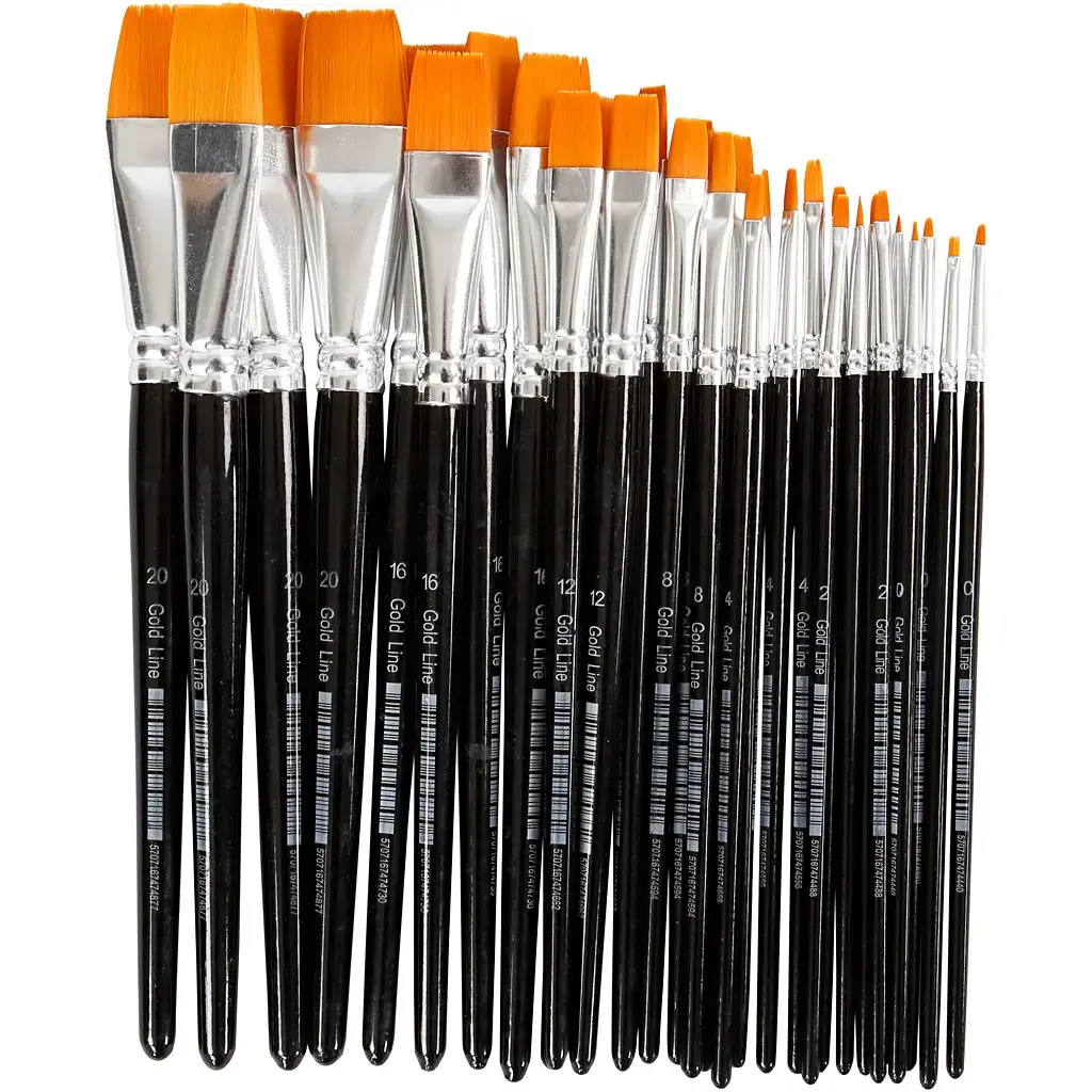 Pensler - Gold Line nr. 0–22 - Nylonhår - 14 stk - L: 17–21,5cm - B: 1 ...