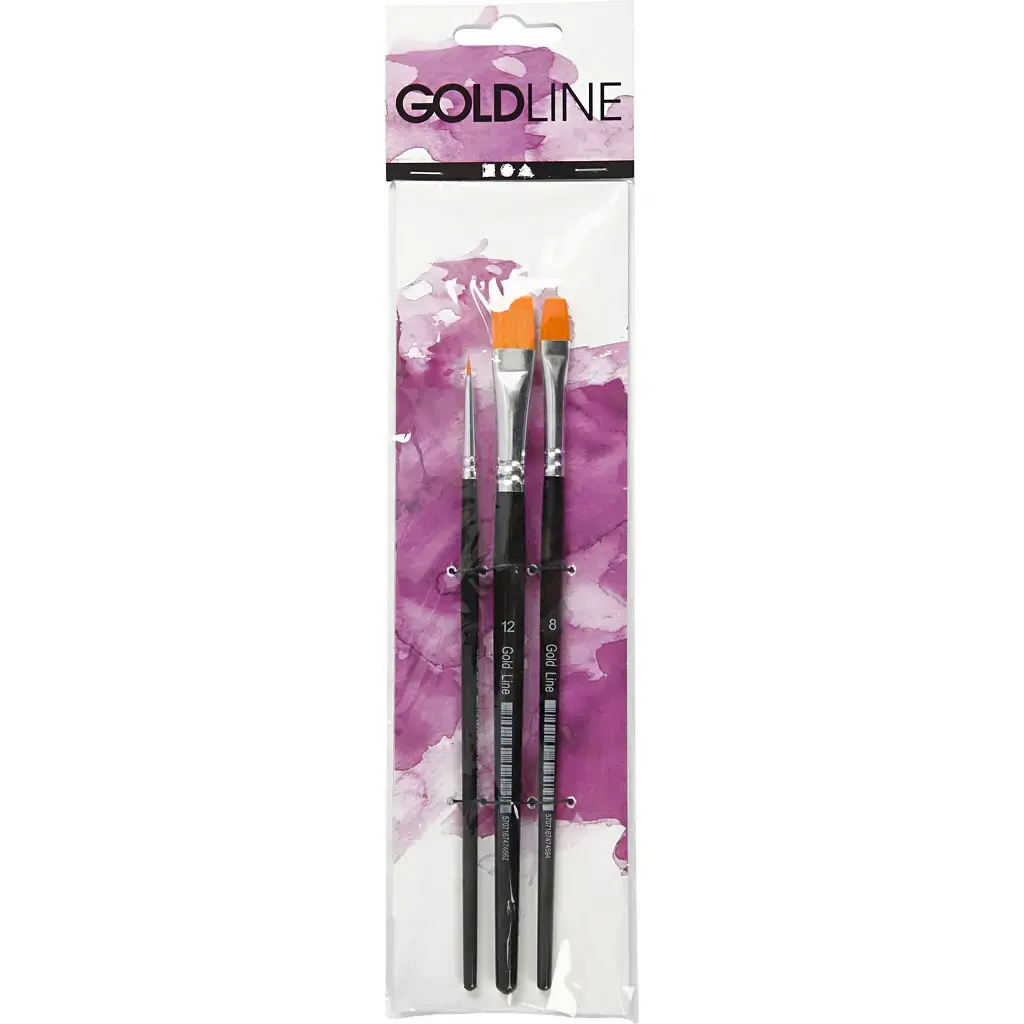Gold Line Pensler, nr. 2+8+12 , B: 3+9+12 mm, flad, 3ass. - Køb billigt ...