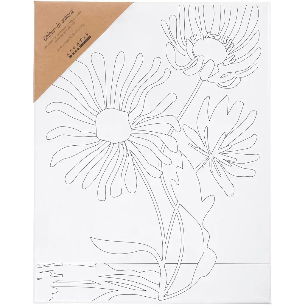 Malerlærred med print, Store blomster, D: 1,6 cm, str. 24x30 cm, 360 g ...