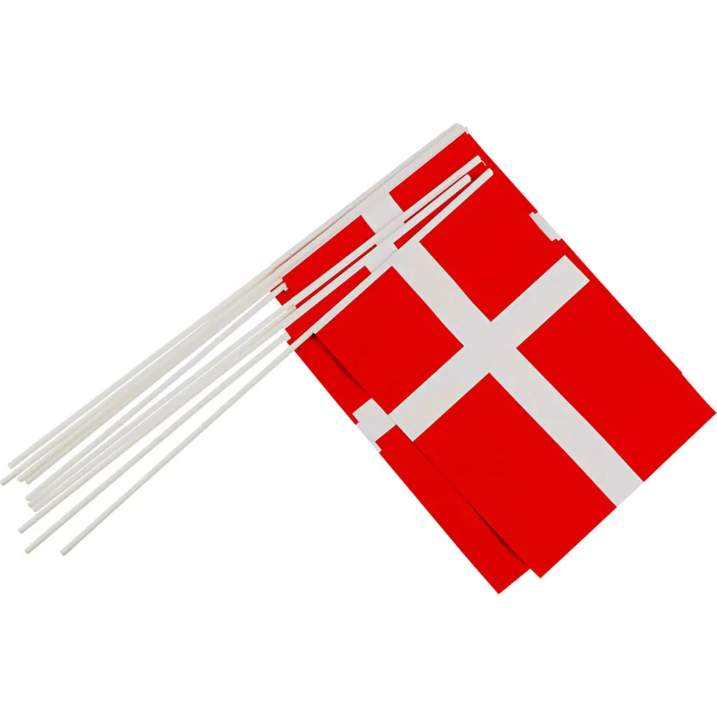 Papirflag på pind Danmark flag 20 x 25 cm - 10 stk - Køb billigt på ...