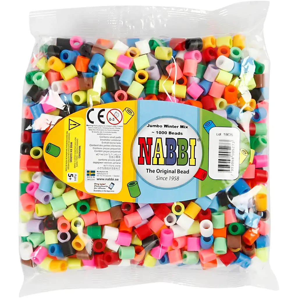 Rørperler jumbo str. 10 x 10 mm - hulstr. 5,5 mm - assorteret farver ...