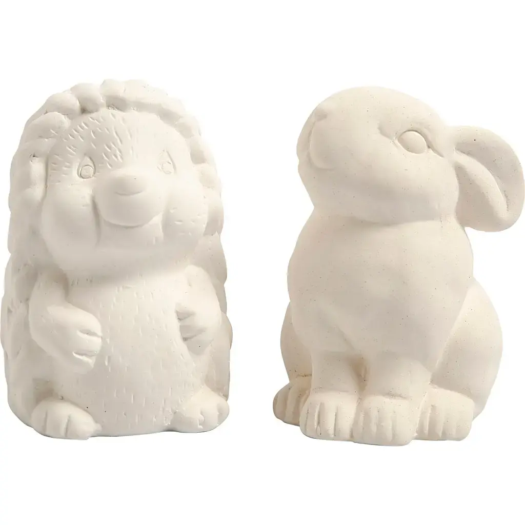 Sparebøsse pindsvin og hare H: 10cm - 2 stk - Køb billigt på Grafical.dk