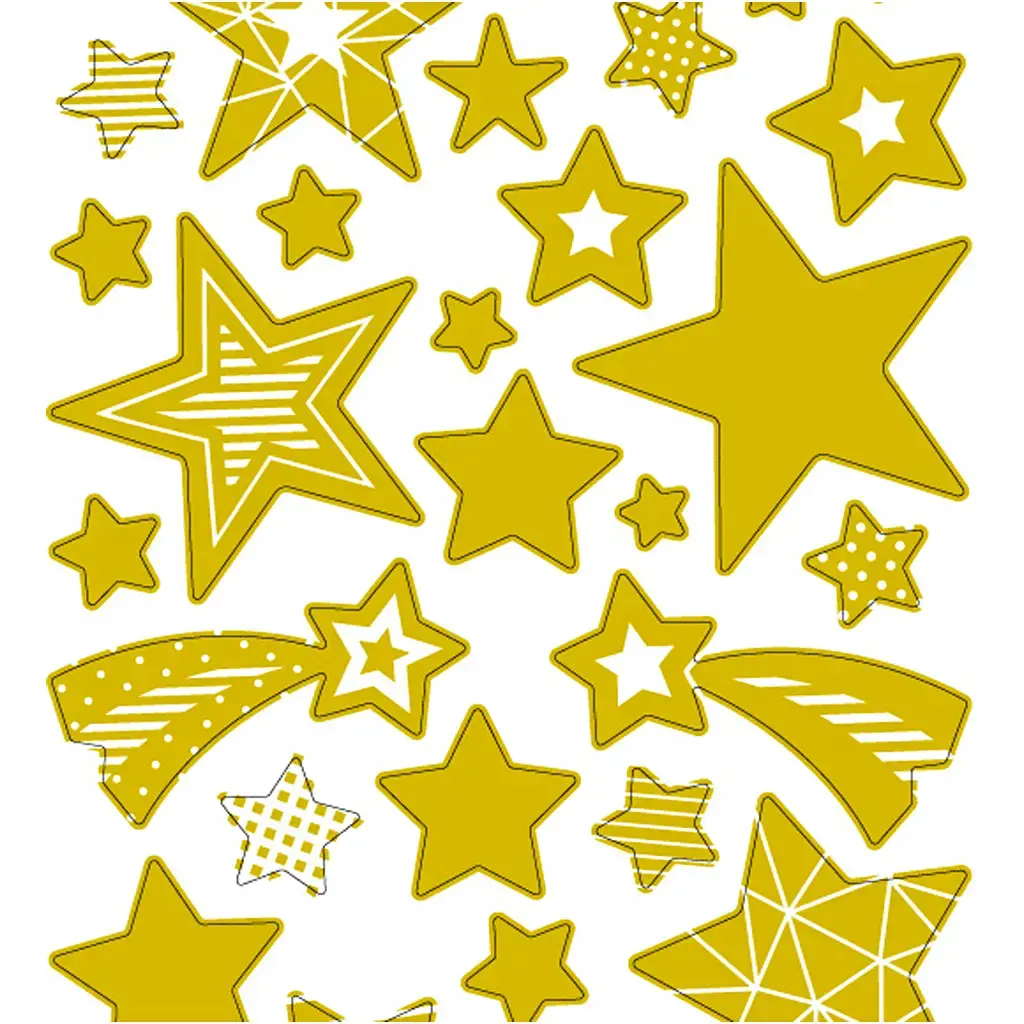 Stickers, ark 10x24 cm, ca. 52 stk., guld, stjerner, 1ark - Køb billigt ...