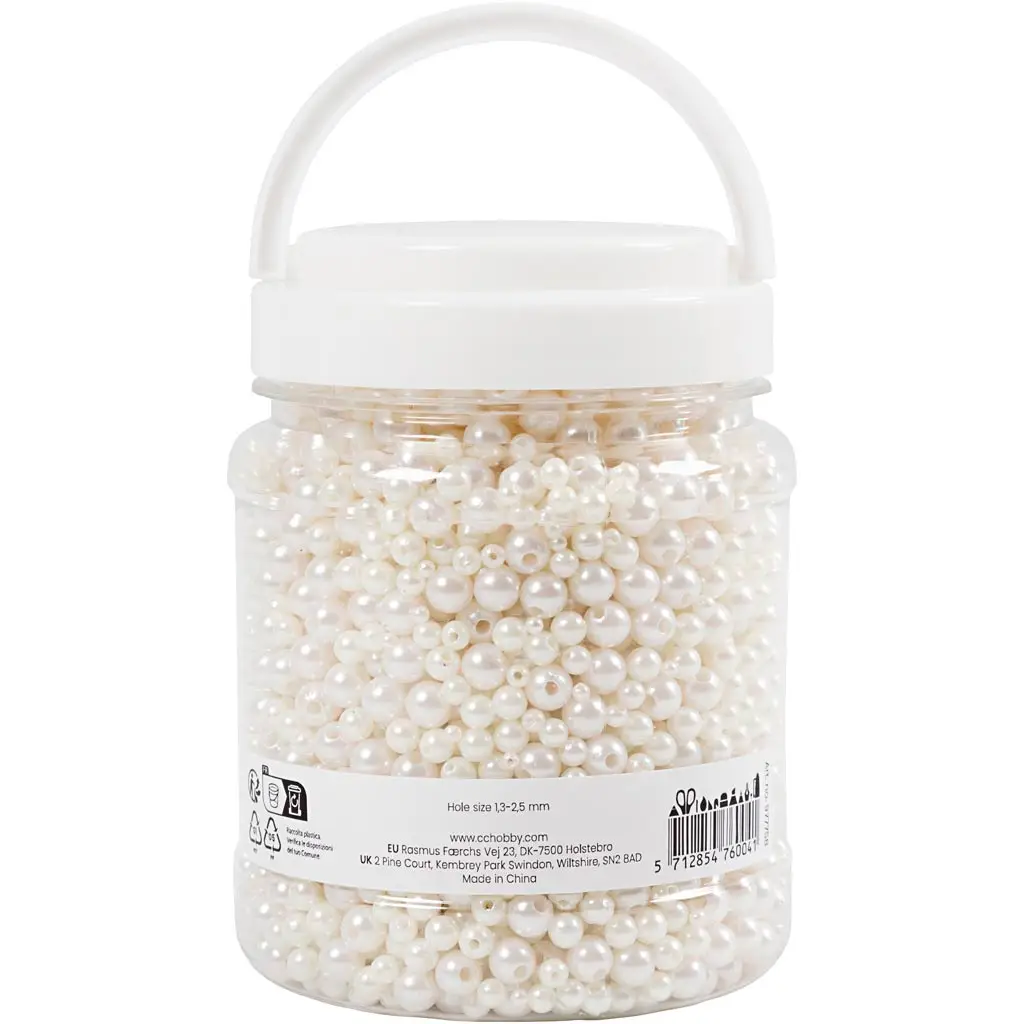 Voksperler - Hvid Perlemor - 3–8 mm - 700 ml - 430 g » Køb billigt på Grafical.dk
