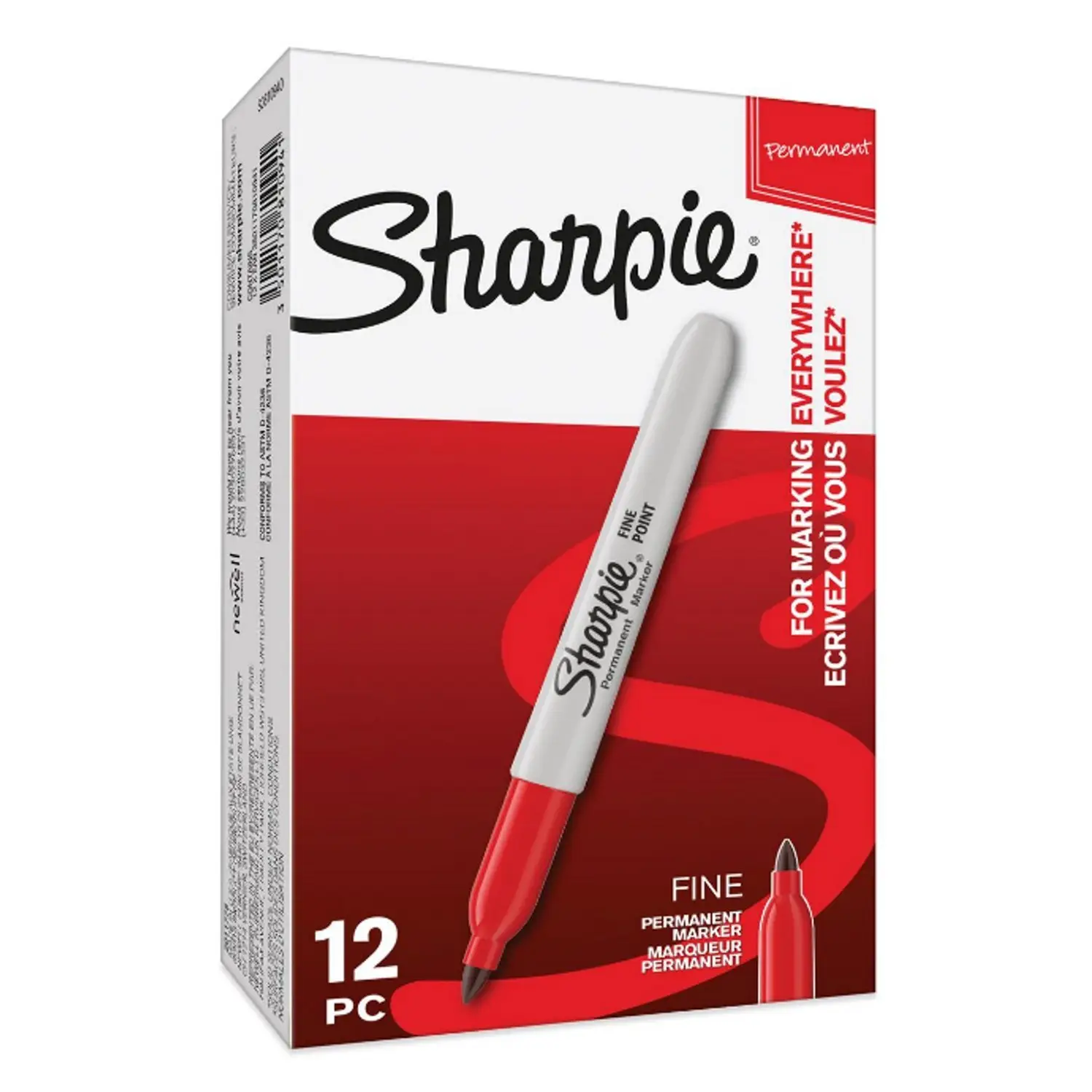 Sharpie tusser Fine Permanent Marker - Rød 1,0 mm - Køb minimum 12 stk ...
