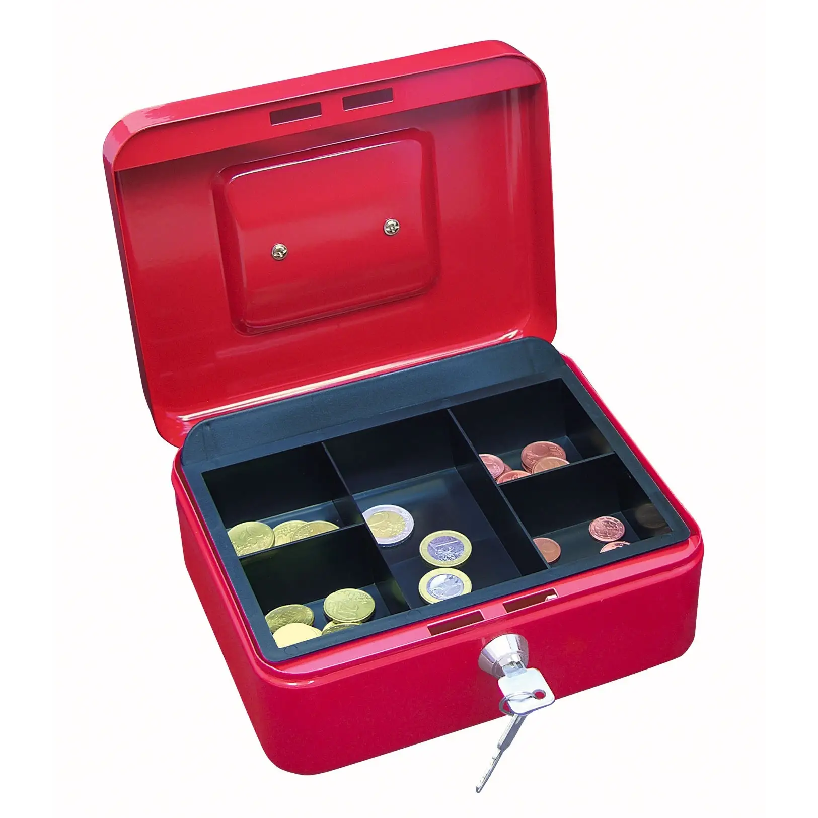 Pengekasse 702 - Büngers 20x15x8 cm - Stål - Indsats med 5 rum - Rød ...