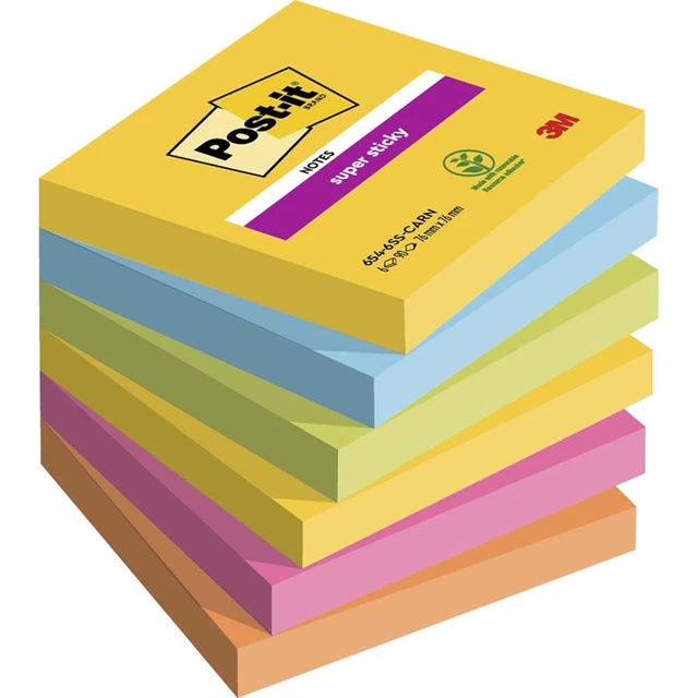 Post-it Super Sticky Notes 76mmx76mm 90ark/blk 6blk/pak Carn