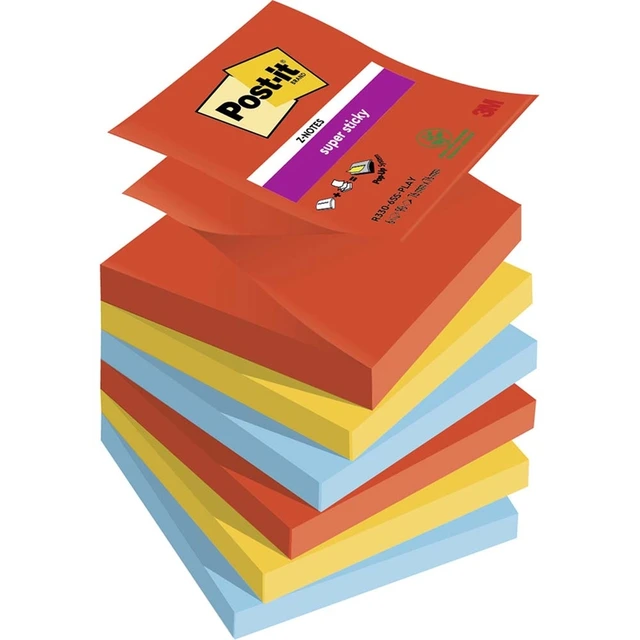 Post-it Super Sticky Z-Notes 76mmx76mm 90ark/blk 6blk/pak Pl