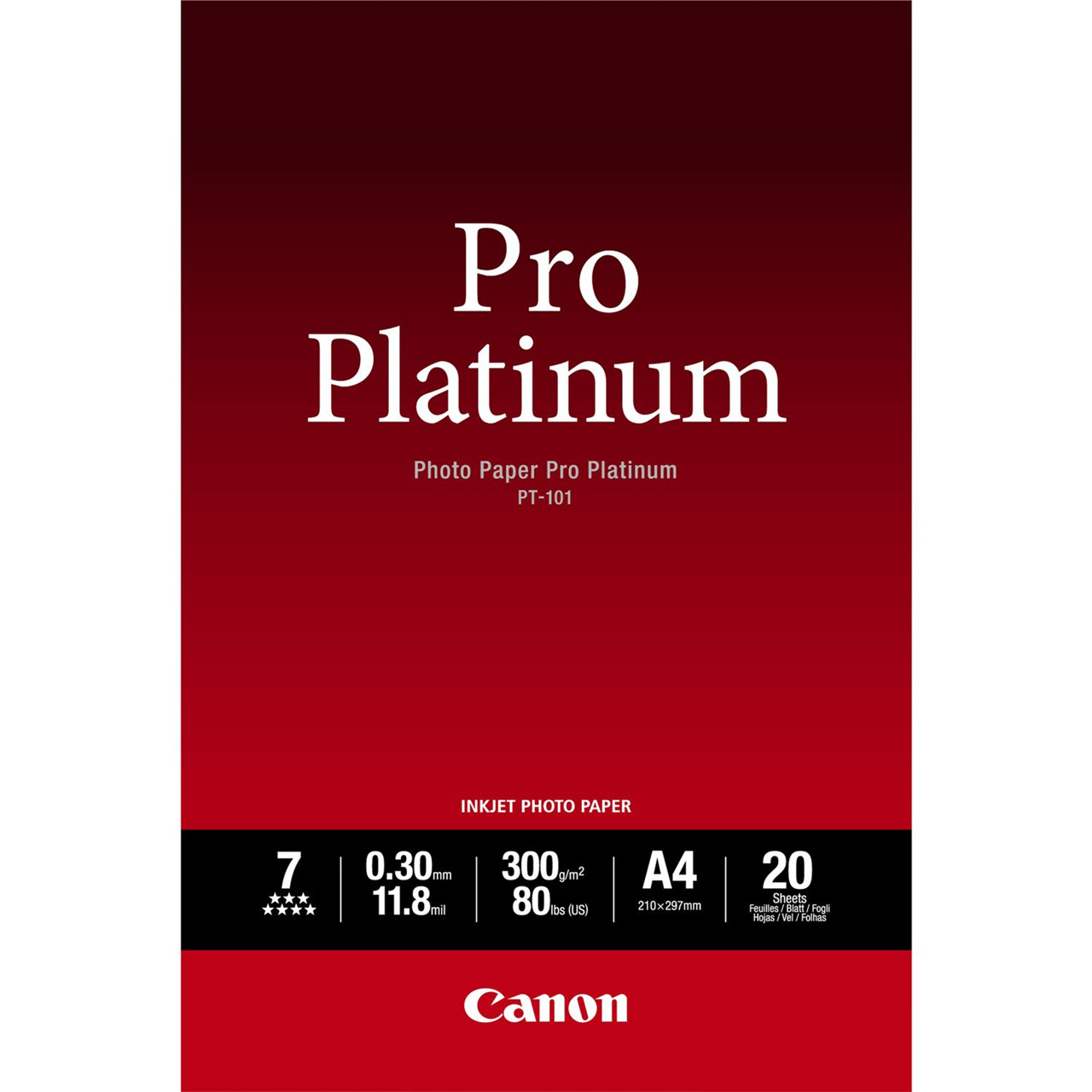 Foto papir Canon - A4 300 gram PT-101 Pro Platinum 20 ark - Køb billigt ...