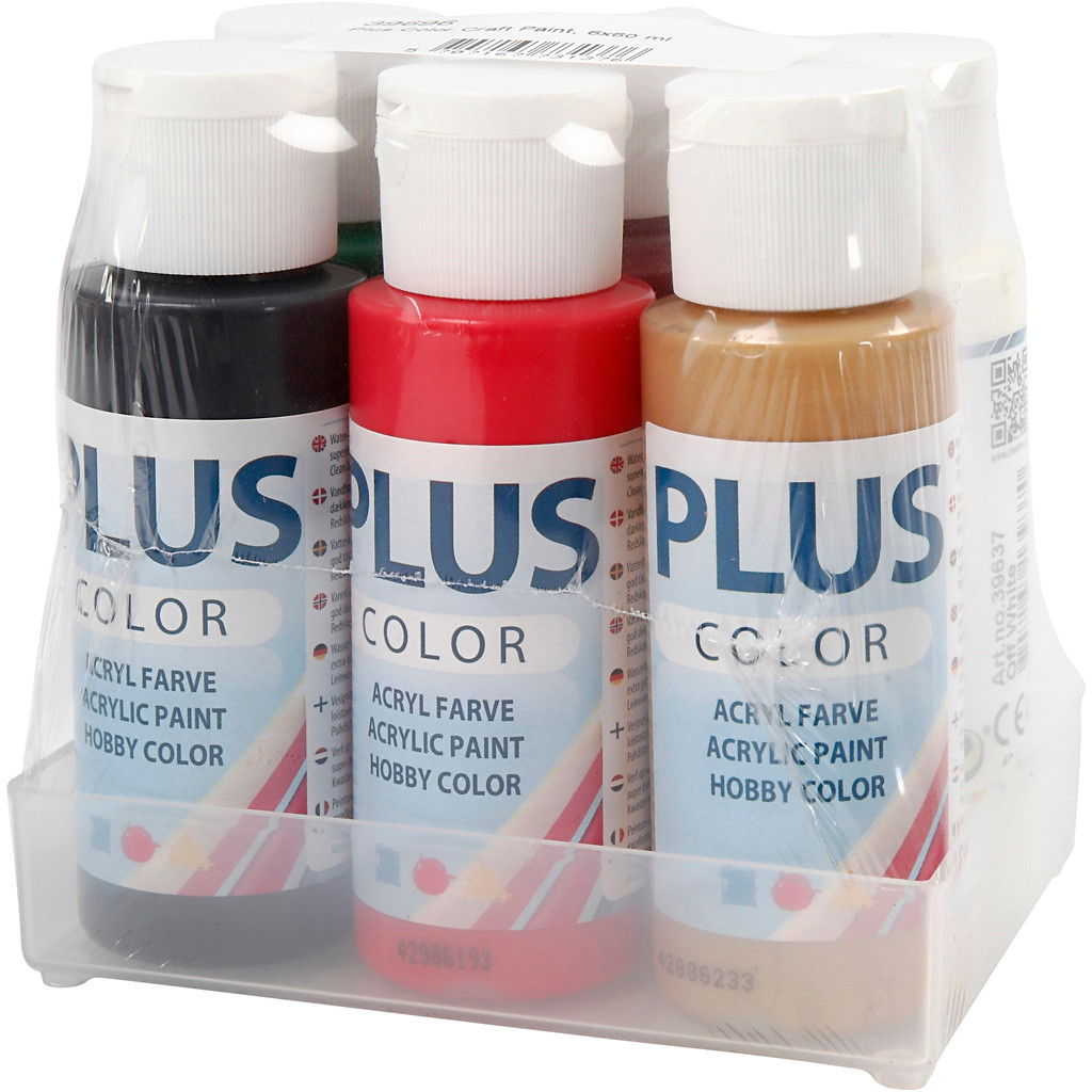 Plus Color hobbymaling, julefarver, 6x60ml - Køb billigt på Grafical.dk
