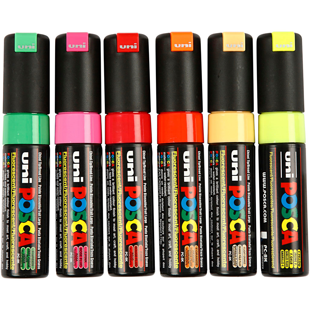 POSCA marker set med 6 markere - 8 mm i forskellige farver PC-8K - Køb ...