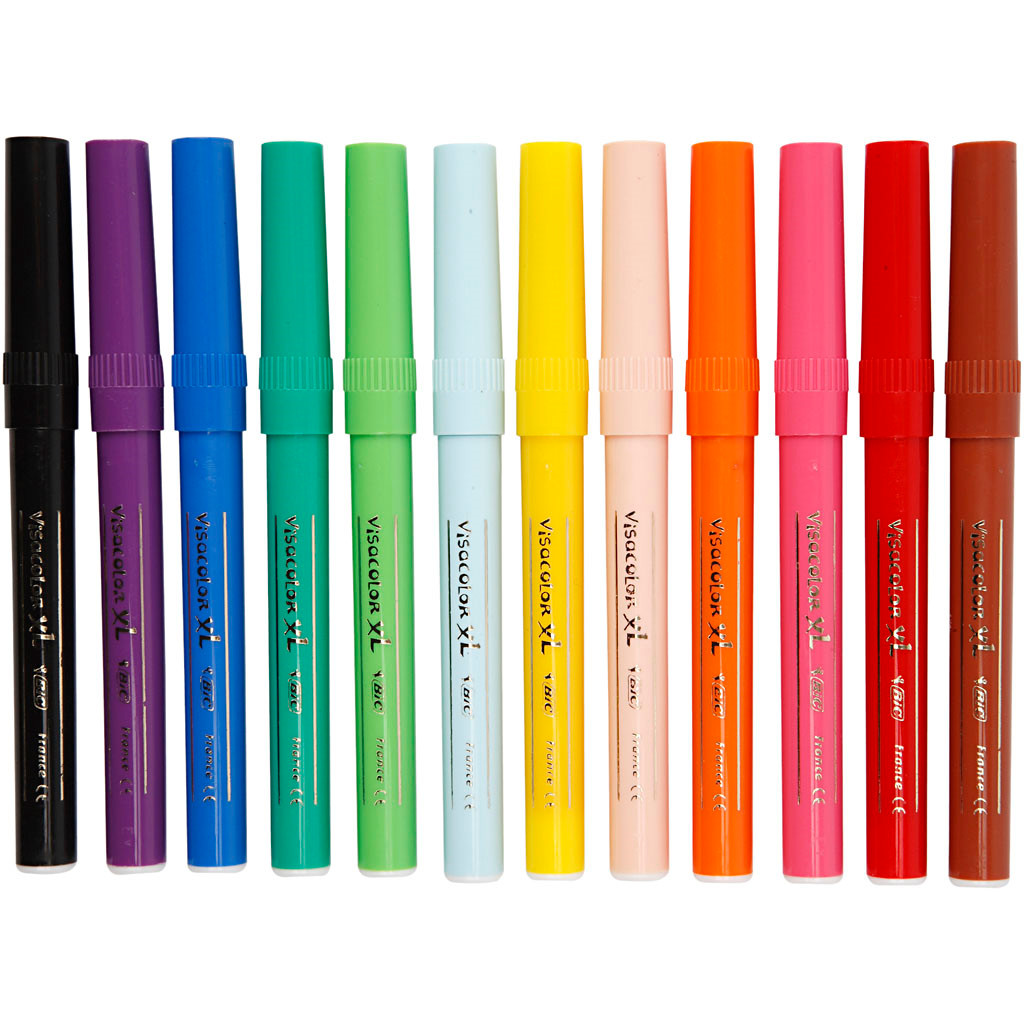 Visacolor XL tusser stregtykkelse: 3 mm - Pakke med 12 stk farver - Køb ...