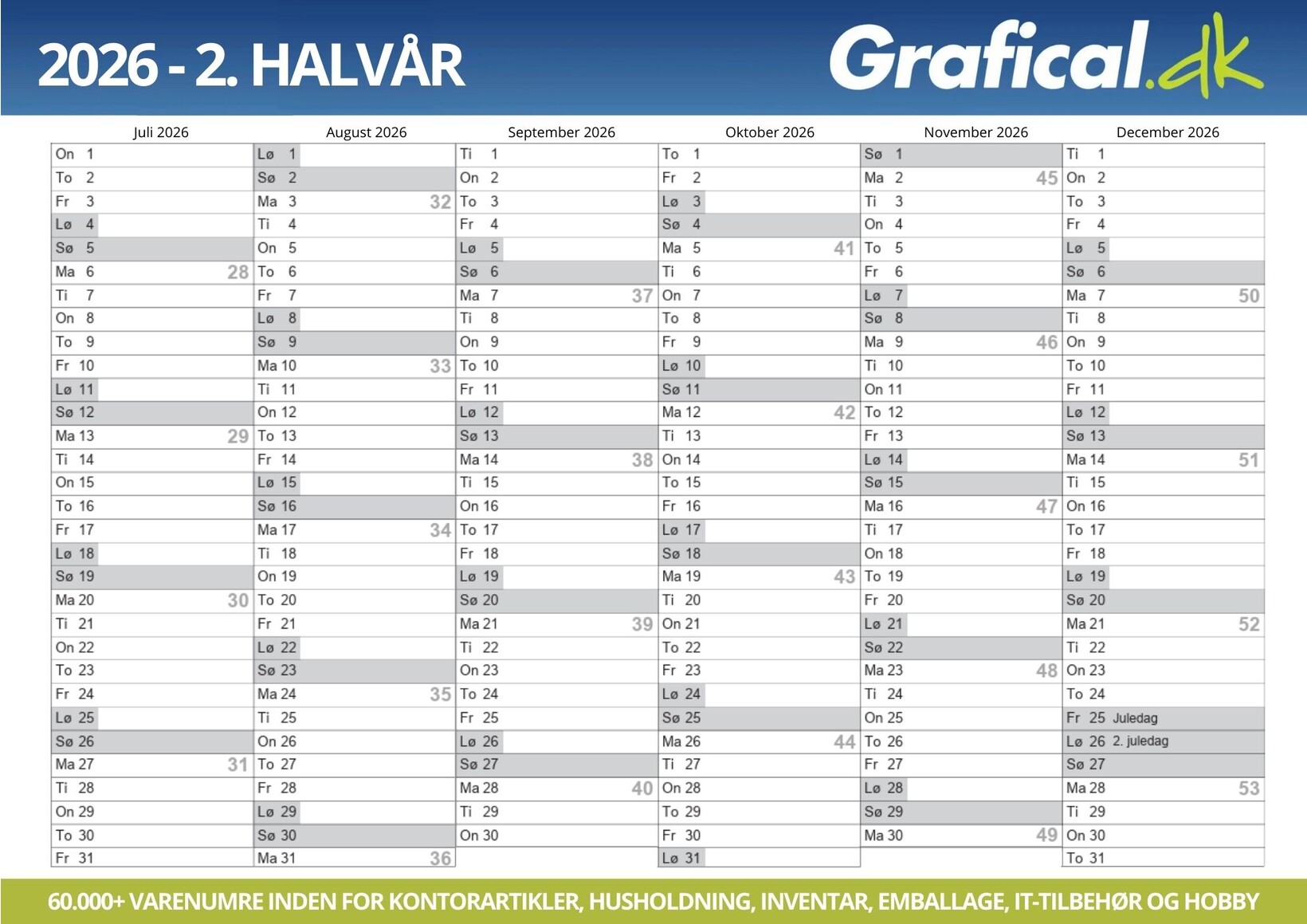 Gratis Kalender 2026 Til Print