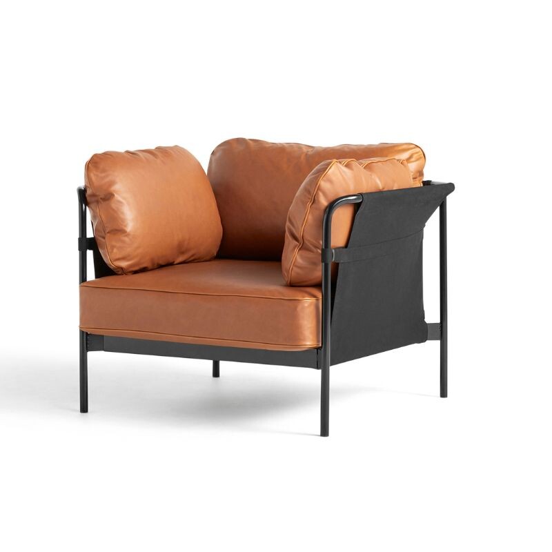 Hay Can 1 Seater Sort Canvas & Cognac Sense Læder - Livingshop.dk