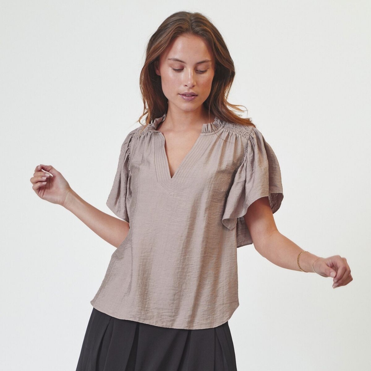 Hera Frill SS lys brun top - Co'couture | Rikke Solberg