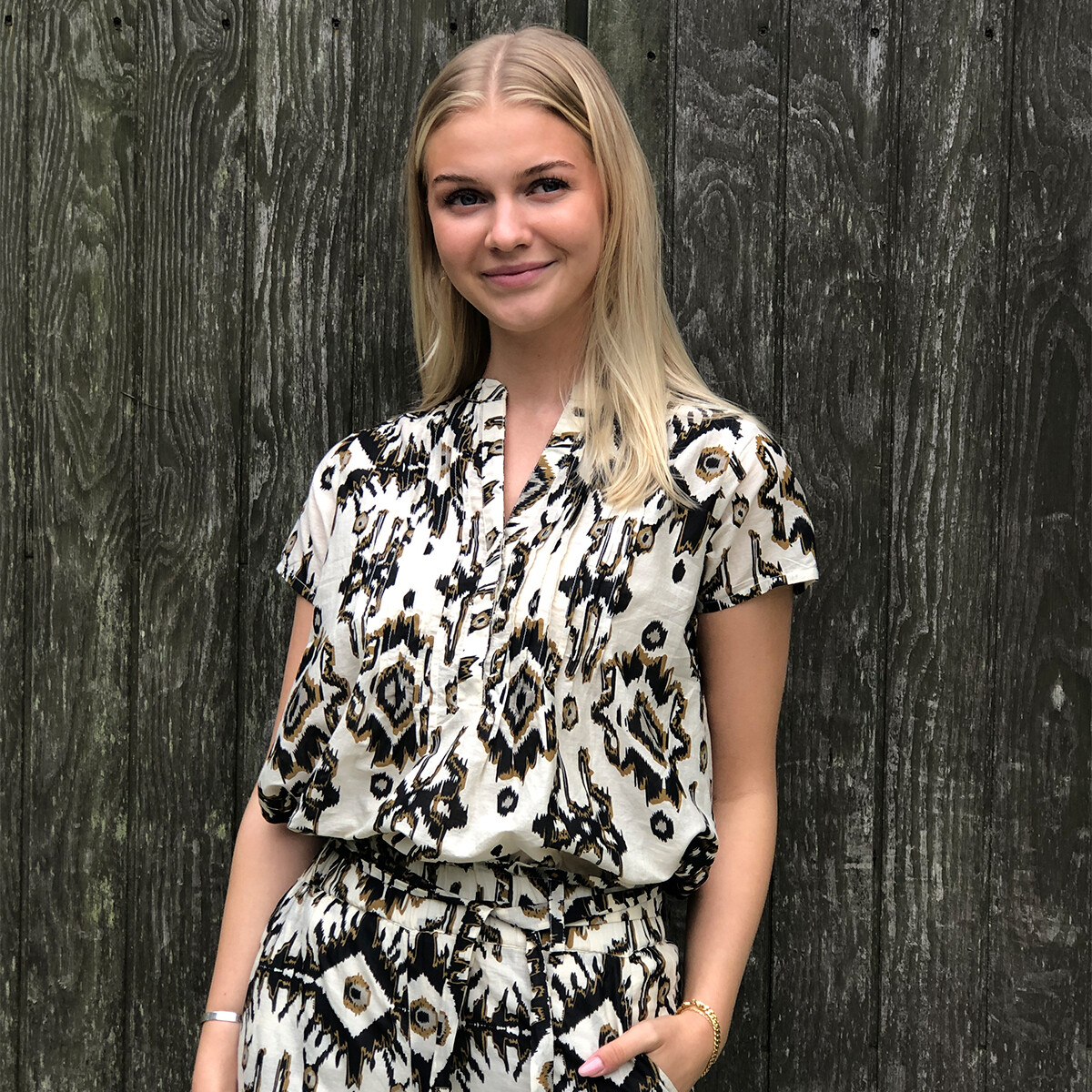 Heather creme/sort bluse - Lollys Laundry | Rikke Solberg