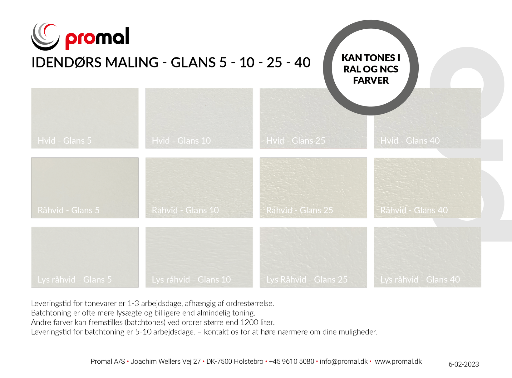 Køb Promal 10L Vægmaling, Glans 10, Tonet