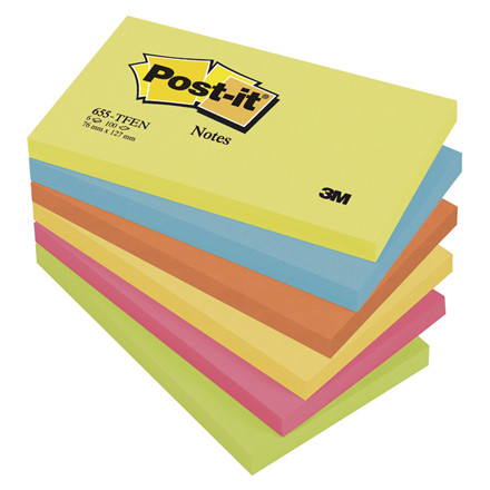 Post-it Notes 655 TFEN 76 x 127 mm. i neonfarver, 6 blokke
