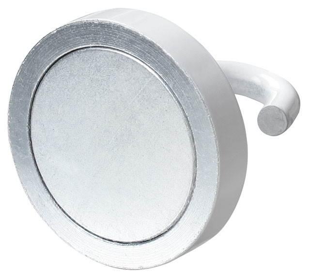 Pottemagnet Ø32 mm med krog Hvid Neodymium Trækkraft 35kg.