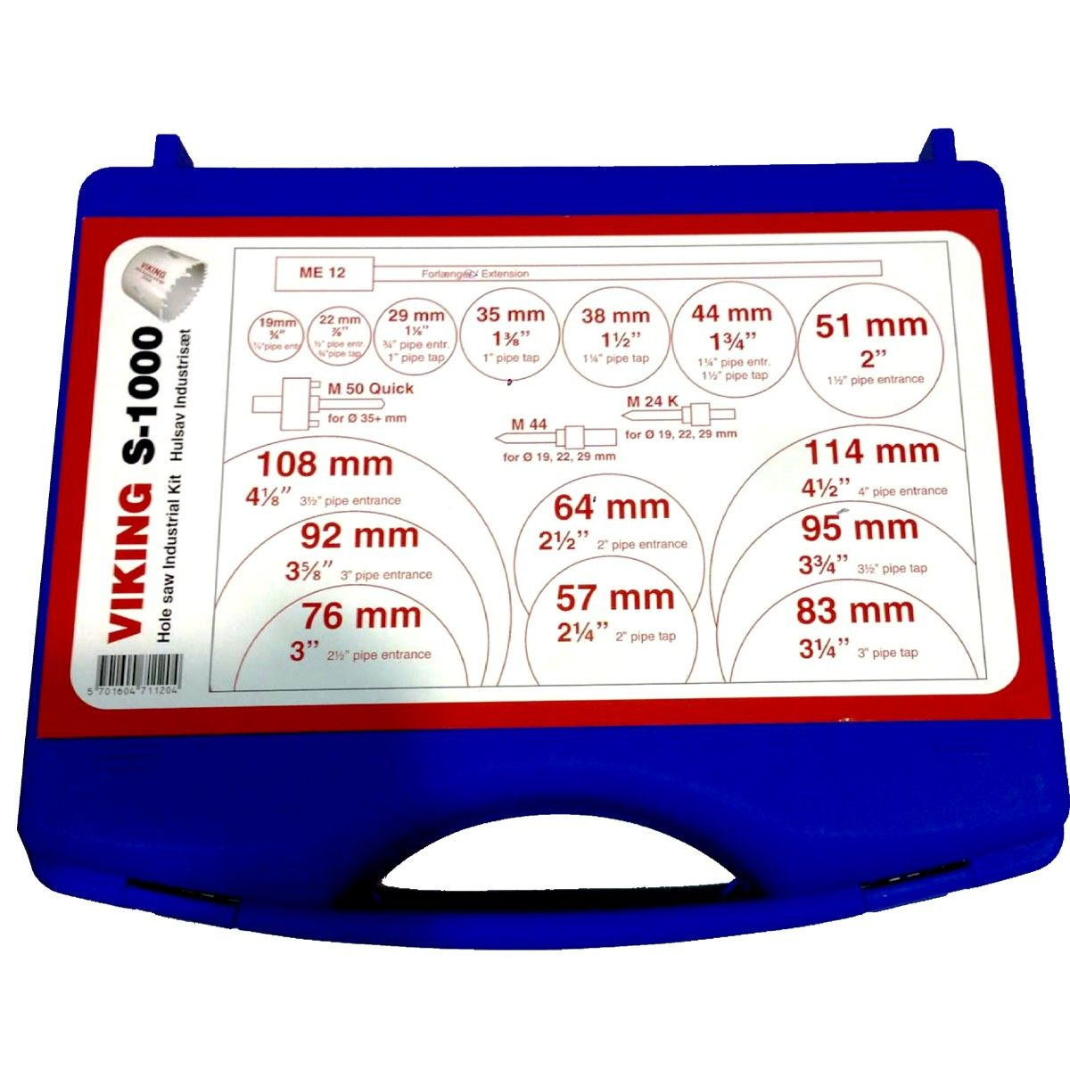 VIKING Kit No. S-1000 Industrial Kit 15 hole saws in range Ø19-114 mm ...