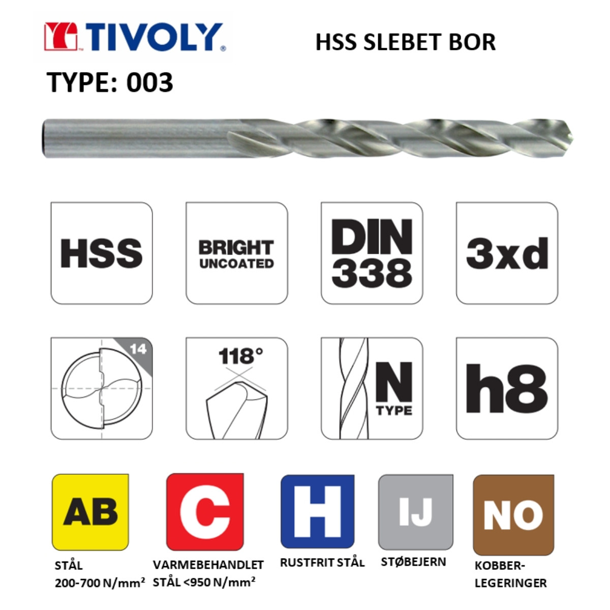 HSS / HSS-E SPIRALBOR DIN338