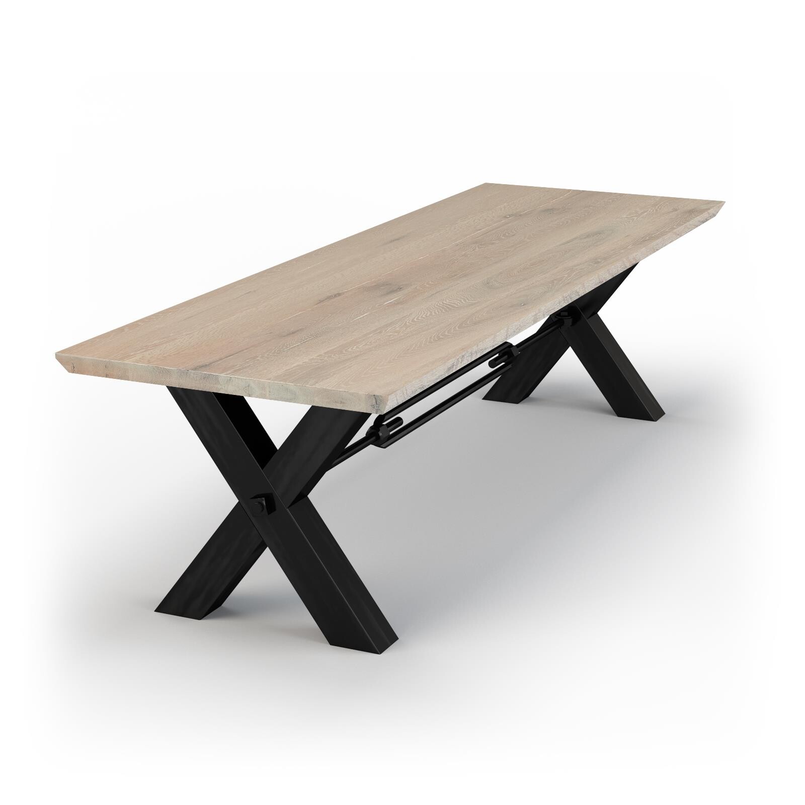 Chêne Rustique plateau de table / KANSAS Pied Noir