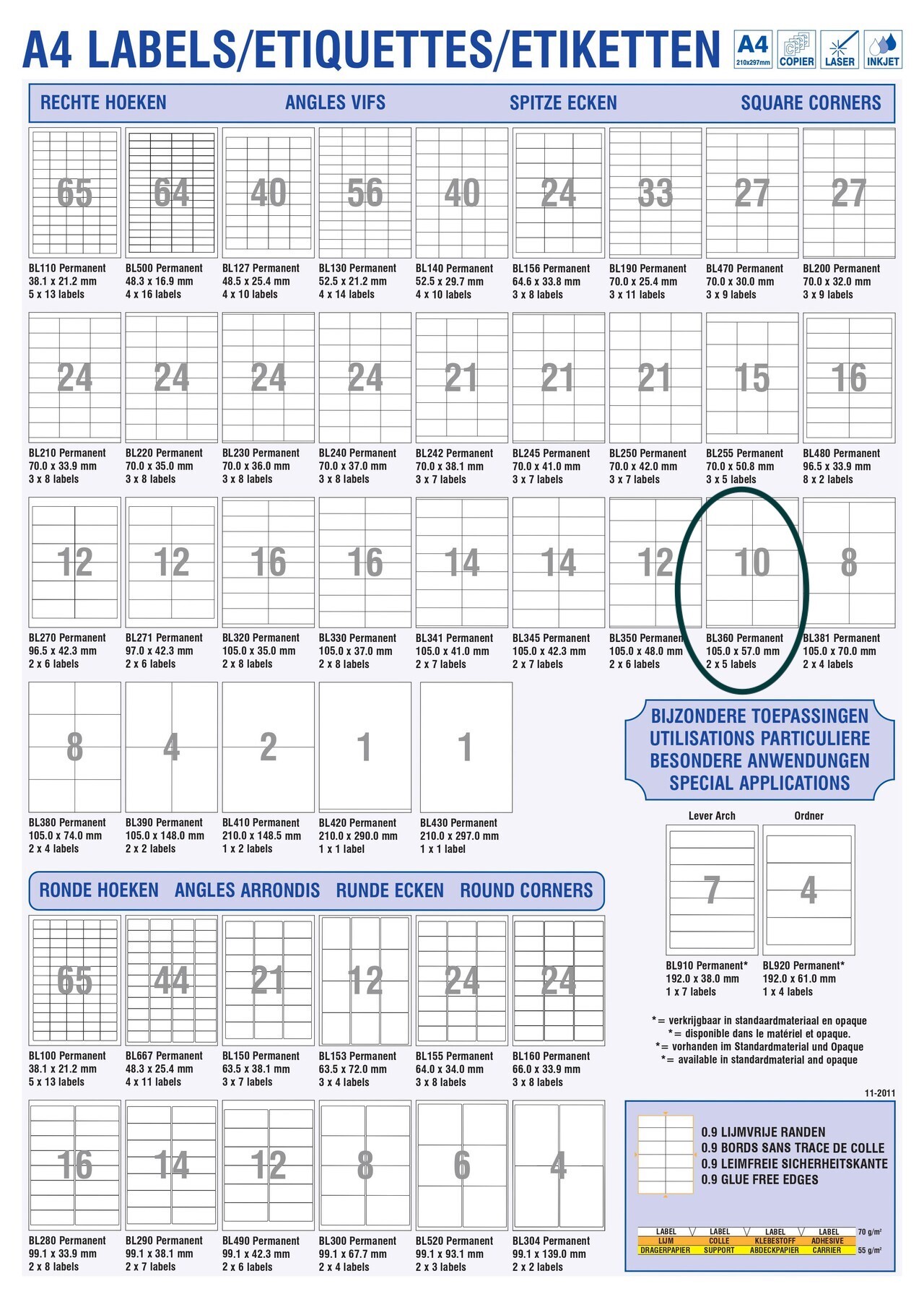 A4 Label | 105 x 57 mm Laser-Kopi-Inkjet | PaperConsult A/S